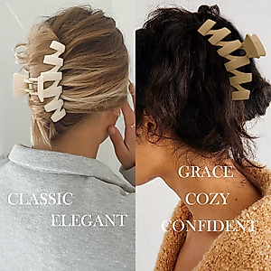 SuPoo Large Hair Clips 4.7" for Thick Hair, Strong Hold Banana Claw and Jumbo Jaw Clips, Cute Big Hair Clips for Women, Hair Styling Accessories, Matte Finish, 4 Count