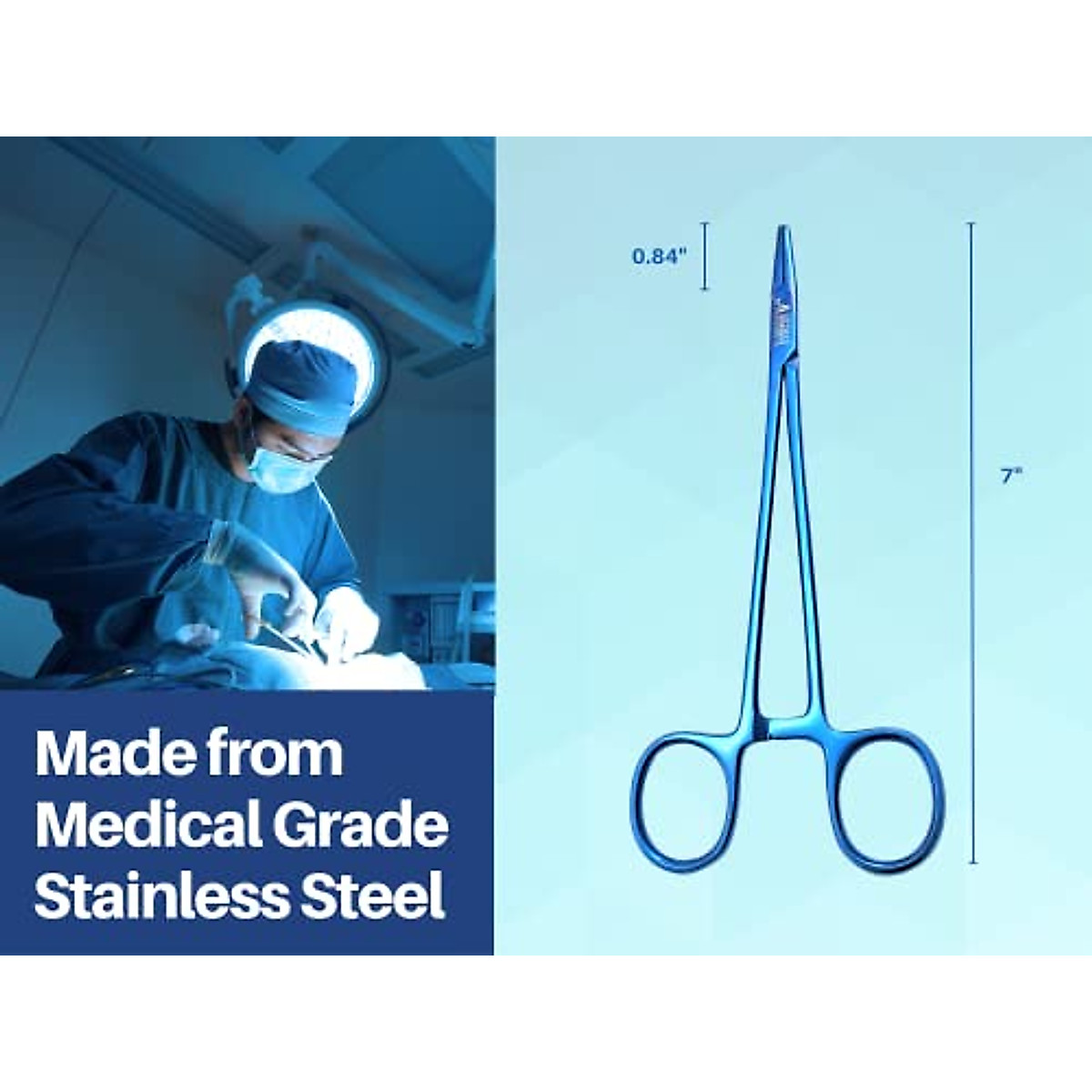 Mayo Hegar Needle Holder 7" Surgical Needle Driver with Tungsten Carbide Blue Plasma Inserts by ARTMAN INSTRUMENTS