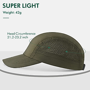 zowya Cool Sun Hat Outdoor Sport Cap Breathable Quick Drying Waterproof Unstructured Running Climbing for Men Women Olive, Light Thin Soft Night Reflection