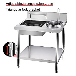 Fried Chicken Breading Table, Stainless Steel Breading Table, Commercial Food Kitchen Table with Containers and Baskets, for Fried Food, Chicken Thighs, Chicken Nuggets