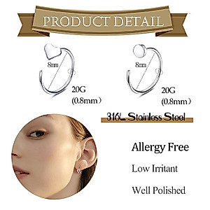 JOERICA 21 Pairs Half Hoop Earrings Stainless Steel Small Huggie Hoop Earrings Butterfly Heart Star Moon Bar Cross Dot CZ Half Hoop Cartilage Piercing Earrings Tiny Hoop Stud Earrings