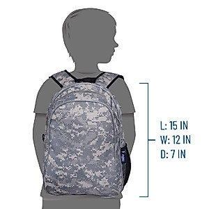 Wildkin 15-Inch Kids Backpack for Boys & Girls, Perfect for Early Elementary Daycare School Travel, Features Padded Back & Adjustable Strap (Digital Camo)