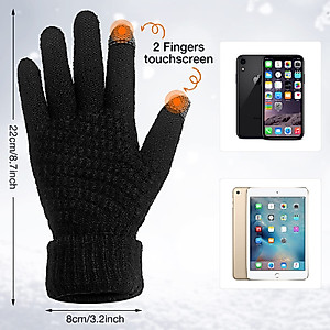 4 Pieces Winter Hat and Gloves Set Women Beanie Hat Gloves Skull Cap Touchscreen Gloves for Women Girl Lady Couple (Black and Wine Red)