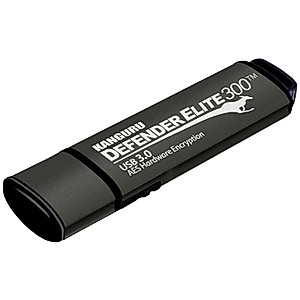 Kanguru Defender Elite300 – 64 GB Hardware Encrypted Flash Drive - FIPS 140-2 Certified - SuperSpeed USB 3.0 – Water Resistant