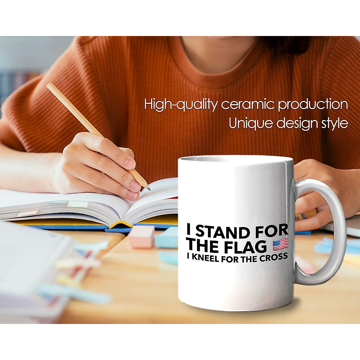 Army Coffee Mug - I Stand For The Flag I Kneel - US Army Sweatshirt Military Soldier Air Force Boot Camp Combat War Veteran Navy Marine Corps 11 Oz