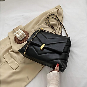 YXBQueen Designer Crossbody Bags Leather Quilted Chain Bag Black Women Bags Medium