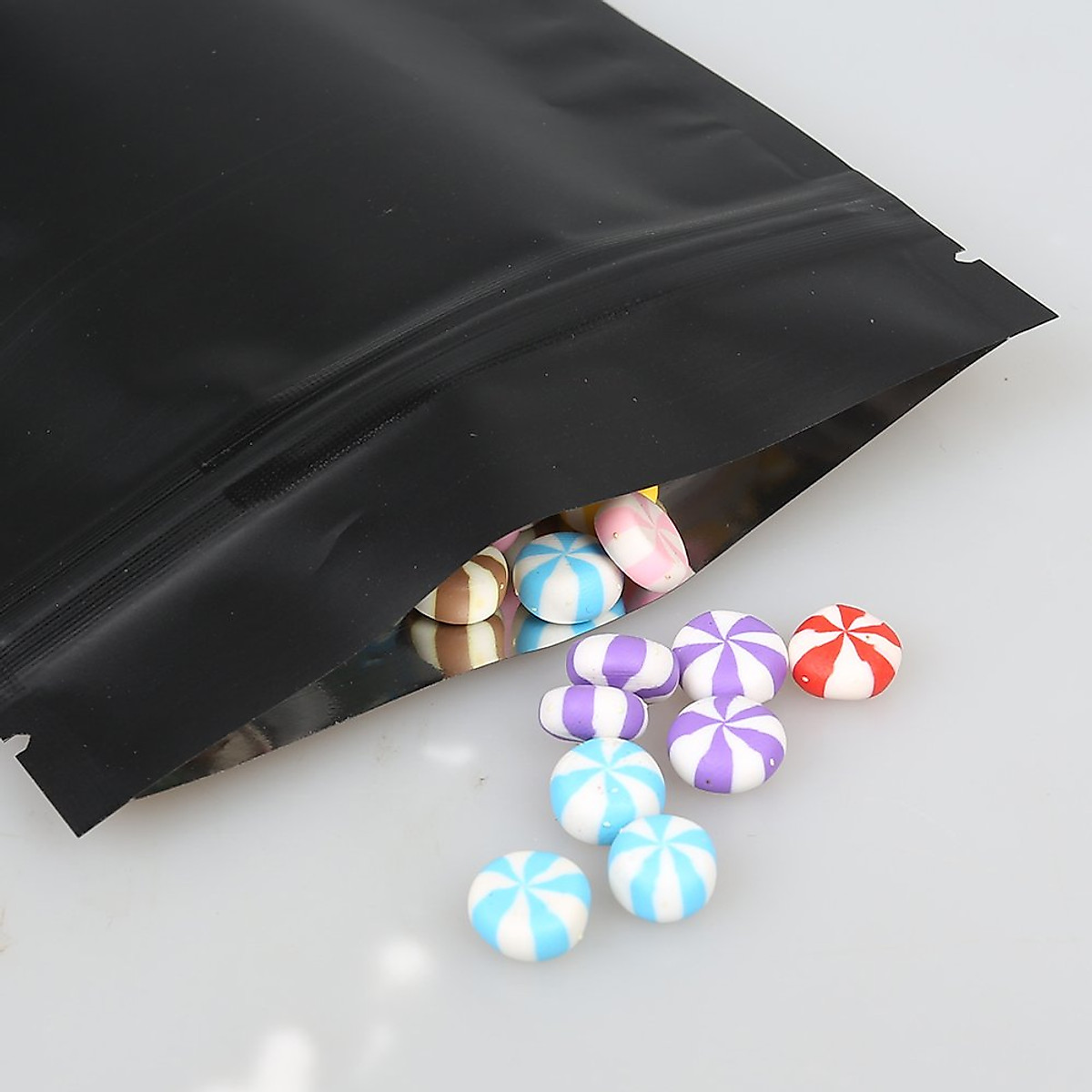 100 New Flat Aluminum Metallized Foil Zip Sealable Lock Bags Pouch (10x15cm (3.9x5.9"), Black)