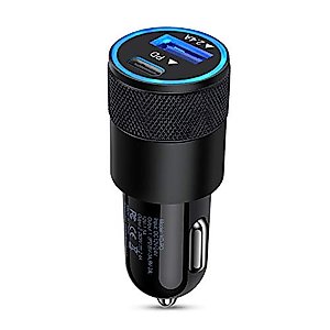 USB C Fast Car Charger,30W 3.0 PD Type C Car Adapter 2 Port USB C Car Plug Compatible for iPhone 14/13/12 Pro Max/11 Pro Max/SE/X/XR/8/7/6 Plus,Samsung Galaxy S23 S22 S21 S20 S10 Plus,Google Pixel 7 6