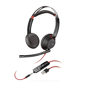 Plantronics - Blackwire C5220 - Wired, Dual-Ear (Stereo) Headset with Boom Mic - USB-A, 3.5 mm to connect to your PC, Mac, Tablet and/or Cell Phone