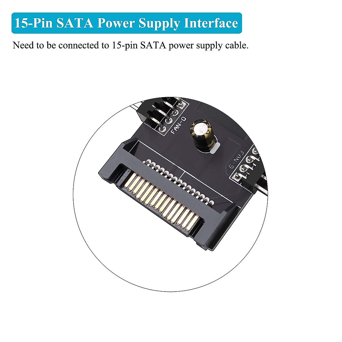 Fancasee 4-Pin PWM Fan Power Supply Cable 1 to 10 Way Splitter Hub 15 Pin SATA Powered PC Case Motherboard Fan Power Extension Cable Cord for ATX Computer Case 4-Pin and 3-Pin Cooling Fans