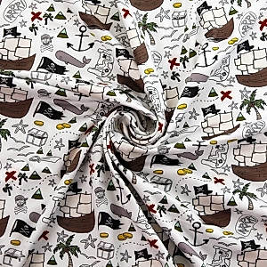 Ahoy Matey Pirates DBP Fabric - Double Brushed Polyester 4 Way Stretch - 1/2 yard