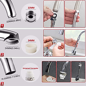 Sink Faucet Attachment, Movable Kithchen Faucet Head 360° Rotatable Faucet Sprayer Head Replacement Water Saving Faucet Extender,Anti -Splash,3 Modes, Chrome Faucet Head for Kitchen and Bathroom