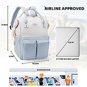 Roinjezo Laptop Backpack,Lunch Backpack Women Teacher Backpack,15.6 Inch Womens Work Backpack Waterproof Anti-theft Travel Backack with Side Tissue Pocket (Blue)