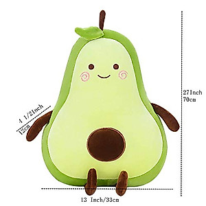 XICHEN 27 Inch Green Large Simulation Avocado Plush Toy Doll Sleeping Pillow Doll Doll, Holiday Warm Gift Plush Toy Pillows (Seated)