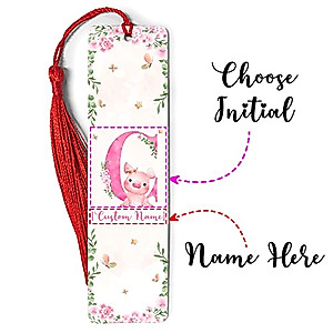 GOLEEX Personalized Initial Bookmark Animal Pig Magnetic Bookmarks Customized Name Letter Page Markers Cute Bookworm Gifts for Book Lovers Readers Students Women Girl at Christmas