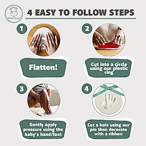 BabySquad Baby Handprint Footprint Clay Keepsake Ornament Kit (2 Pack) Non Toxic - Shatter Proof - Air Dries - Ultra Light. Includes Stencil, 2 Easels, 8 Ribbons, 2 Claypacks, Rolling Pin and More!