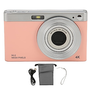 Digital Camera, 2.88 Inches IPS 4K Video Output 16X Zoom Digital Zoom Camera 50 MP for Travel (Pink)