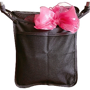 Stroller Bag Organizer Black with two Storage Pockets front mesh pocket for bottles nappy baby cloth