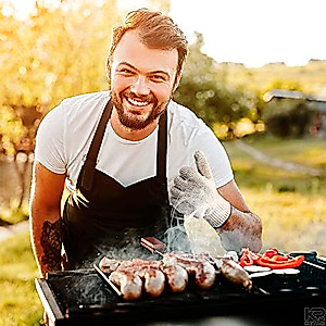 White Gloves for Handling Hot Food - 2Pair Pot Holders for Kitchen Heat Resistant Cooking Gloves for Cooking Heat Resistant Oven Mitts and Pot Holders Sets- Grilling Gloves Outdoor Kitchen Accessories