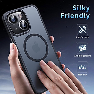 STBYSP Magnetic for iPhone 13 Case for iPhone 14 Case, [Compatible with MagSafe] [10FT Military Grade Drop Tested] Shockproof Protective Slim Translucent Matte Phone Cover for iPhone 13/14 6.1", Black