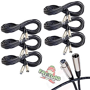 Fat Toad XLR Microphone Cables (6 Pack) 20ft Pro Audio Mic Cord Patch Extension with Lo-Z Connector | 24 AWG Shielded Wire & Balanced for Recording Studio Mixer, Speakers or Live Sound Stage Gear