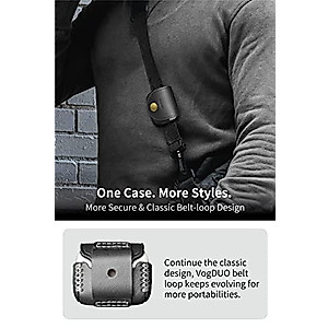 VogDUO Premium Protective Leather Case for Apple AirPods Pro 2 - Handmade Cover with Belt Loop & Lanyard Ports with Clip Holder for Bag Strap, Compatible with Apple AirPod Pro Gen 2 (Black)