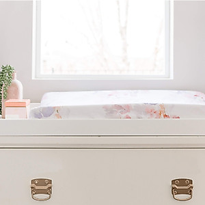 Oilo Changing Pad Cover, Breathable 100% Turkish Cotton Fitted Jersey, 300 Thread Count, Machine Washable, Fits Standard Changing Pads (32" x 16"), Girl, Boy, & Neutral Nursery Design, Prim