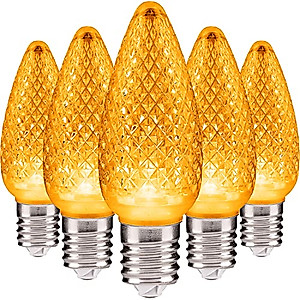 HLO Lighting Set of 25 Yellow C9 Christmas Lights | Faceted C9 LED Christmas Light Bulbs for Indoor & Outdoor Use | Durable C9 LED Lights | Replacement C9 Bulbs