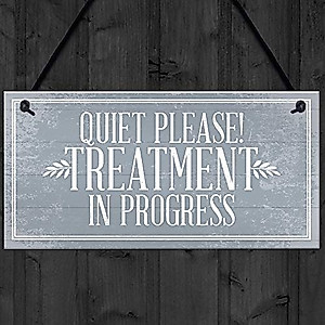 Quiet Please Treatment in Progress Do Not Disturb Hanging Wall Door Salon Sign Plaque Gift