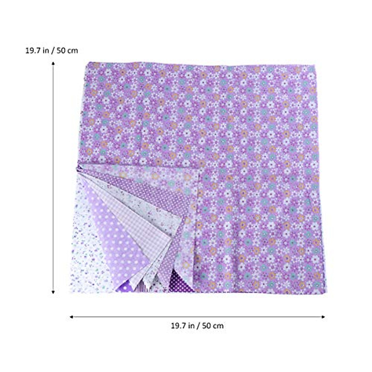 BESPORTBLE 7 Sheets Craft Felt Fabric Sheets Flower Printed Cotton Fabric Squares Quilting Fabric Floral Patchwork Squares for DIY Sewing Craft Farmhouse Decoration 50cm Purple