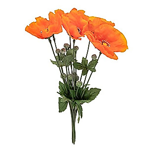 Softflame Artificial/Fake/Faux Flowers - Poppy Orange 6PCS for Wedding, Home, Party, Restaurant and Veterans Day