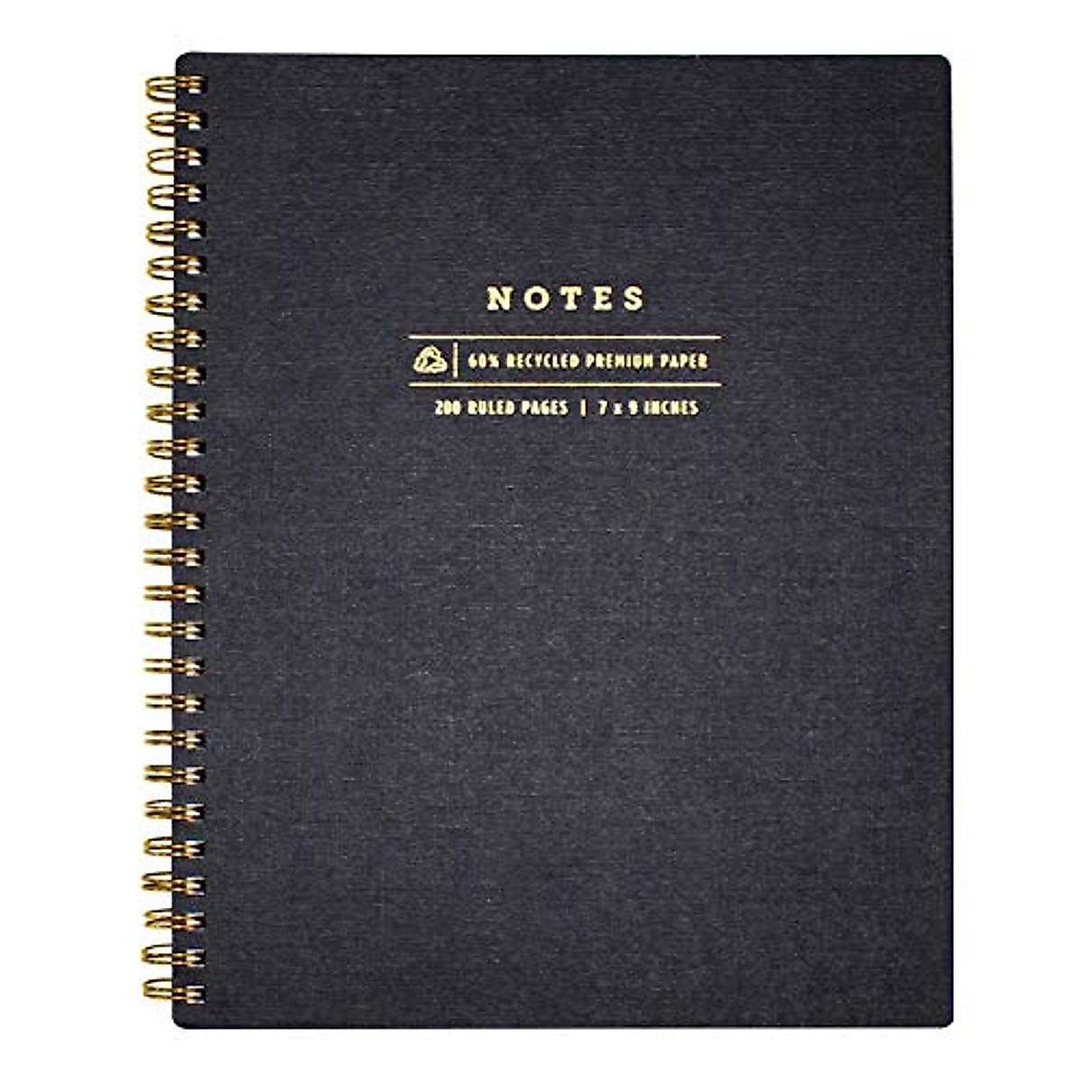 Bestand Greenroom Lined Spiral Notes Journal Lined 7" x 9" Hardcover / 160 Sheets (Black)