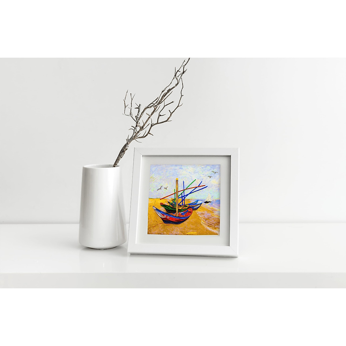GREENHANDSHAKE Van Gogh Fishing Boats on the Beach (1888) Quilling Art Greeting Card,Design Greeting Card for Birthday, Valentine's Day, Get Well, All Occasion. Framable Artwork for Art Lovers