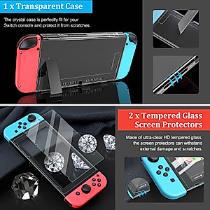 Switch Accessories Bundle, innoAura 20 in 1 Switch Accessories Kit Include Wrist Straps, Switch Carry Case, J-con Charging Dock, J-con Grips & Racing Wheels