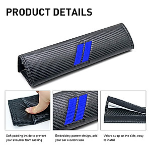 REMOCH for Challenger Seat Belt Covers for Charger Seat Belt Pads for Dodge Accessories Durango Journey Car Seatbelt Covers Leather Seatbelt Shoulder Strap Cushion (2 Pcs, Blue Stitches)