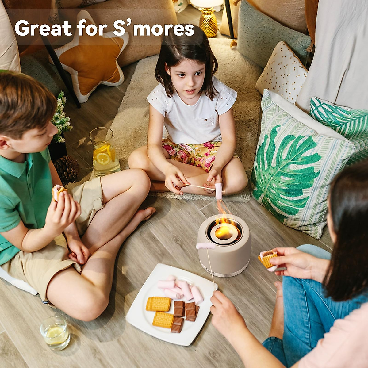 Orimit Tabletop Fire Pit Bowl with 3 Extendable Roasting Sticks, Portable Table Top Smores Maker, Personal Mini Fireplace for Indoor and Outdoor Use