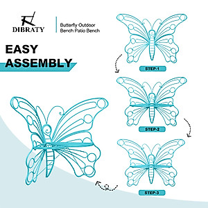 DIBRATY 50 Inches Outdoor Bench, Garden Bench with Sturdy Iron Metal Frame, Pretty Butterfly Bench Front Porch Bench for Porch,Lawn,Garden,Yard