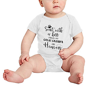BABYWEN Sent with A Kiss from My Great Grandpa in Heaven Funny Baby Boy Girl Rompers Unisex (White, 0-3M)