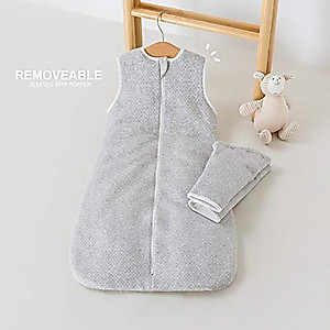 Chuchu Puff Baby Sleeping Bag, Autumn and Winter, Detachable Long Sleeves 2.5 Tog Inverted Zipper Warm Wearable Blanket Super Soft Breathable Cotton Baby Sleep Bag fit Infants and Toddler, 6-18 Months