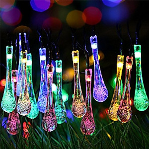 KORADA Solar Strings Lights, 20 Feet 30 LED Water Drop Solar Fairy Lights, Waterproof Lights for Garden, Patio, Yard, Home, Parties- Multi Color