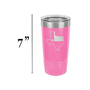 Rogue River Tactical Funny Texas Flag 20 Oz. Stainless Steel Travel Tumbler Mug Cup w/Lid Vacuum Insulated Hot or Cold (Pink)