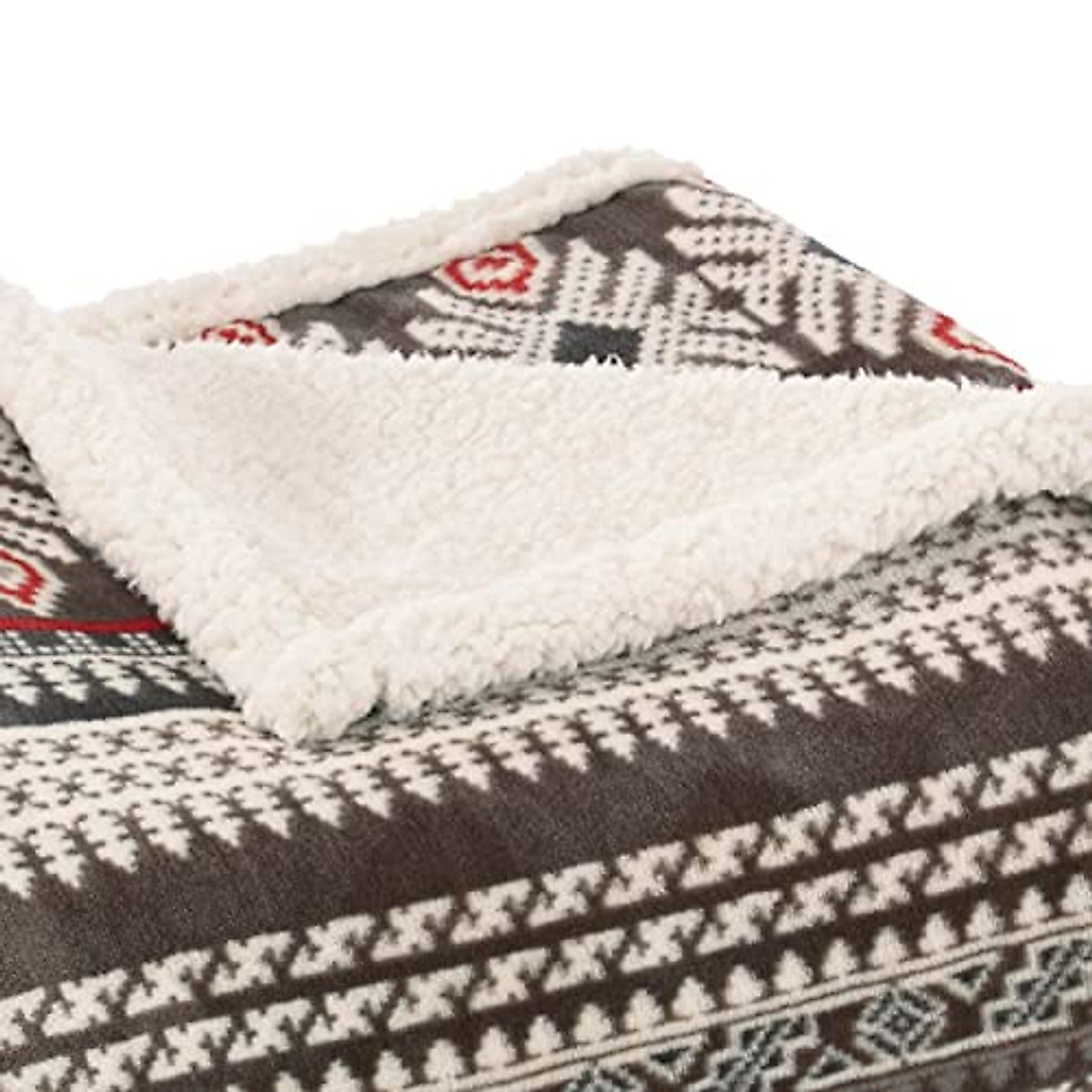 Eddie Bauer Ultra-Plush Collection Throw Blanket-Reversible Sherpa Fleece Cover, Soft & Cozy, Perfect for Bed or Couch, Sycamore Red/Charcoal/White