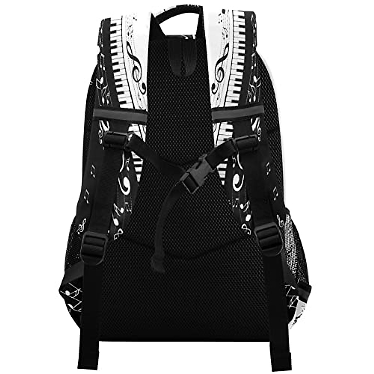 Unique Piano Music Note Backpack, Musical Theme Casual Daypack Laptop Backpack Outdoor Sports Shoulder Bag Safe Reflective Stripes