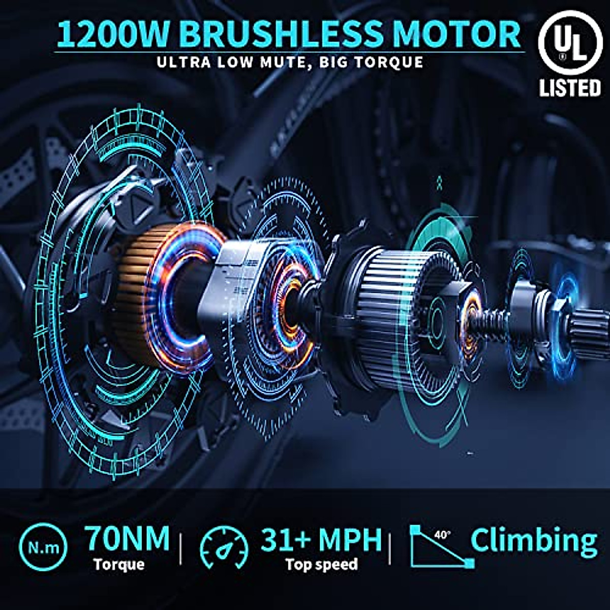 Freego Electric Dirt Bike for Adults, 1400W/48V/22.5Ah, 20x4.0 Fat Tires Ebike Off Road Electric Bicycles with Removable Battery, 34MPH & 45 Miles E-Bike 7-Speed UL Certified