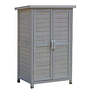 Garden Storage Cabinet, Door Balcony Storage Cabinet Outdoor Shoe Cabinet Storage Cabinet Garden Tool Box Sunscreen Cabinet (Color : Grey, Size : 79.5 * 55 * 115cm)