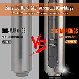 DePango Meat Injector, Stainless Steel Marinade Injector Flavor Syringe Kit with 2-oz Measurement Window for Smoker Food BBQ Grill, Cooking Turkey Chicken Steak Beef Brisket Pork-Chops, 3 Meat Needles