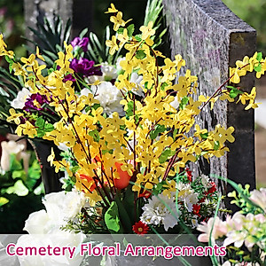 AILANDA 4 Bunches Artificial Flowers Outdoor Fake Plants Eucalyptus UV Resistant Faux Plastic Greenery with Purple Silk Rose Floral Arrangement for Home Garden Party Wedding Decoration