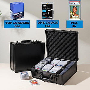 Azamou Toploaders Storage Box fits 3" x 4" 35pt Rigid Card, Trading Cards, Sports Cards，Graded Card ，Rating card， 7 DIY Sponge partition (Holds 600+ Toploaders)