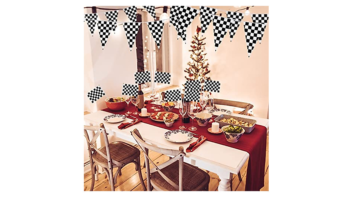 Checkered Race Flags & Banner Set for Racing Parties | HRLORKC
