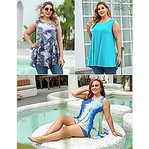 LARACE Tank Tops for Women Plus Size Sleevelss Tunic Casual Summer Clothes Swing Shirts for Leggings (2X, Black)